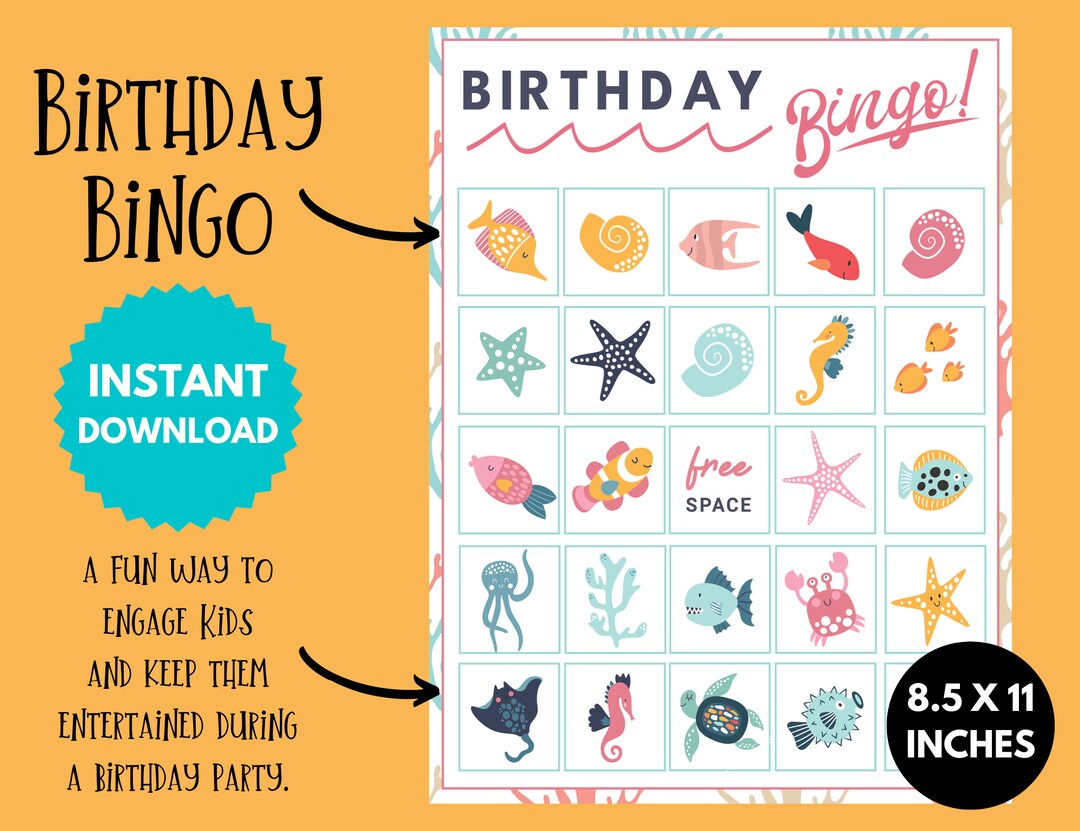 Printable Birthday Bingo Cards, Fun Party Board Game for Kids, Happy ...