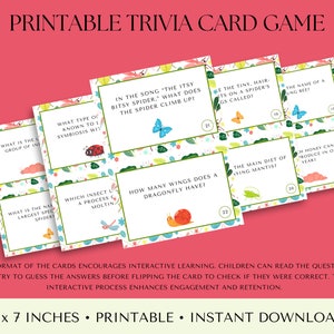 Bugs & Insects Trivia Cards Set, Trivia Game Printable, Trivia Night ...
