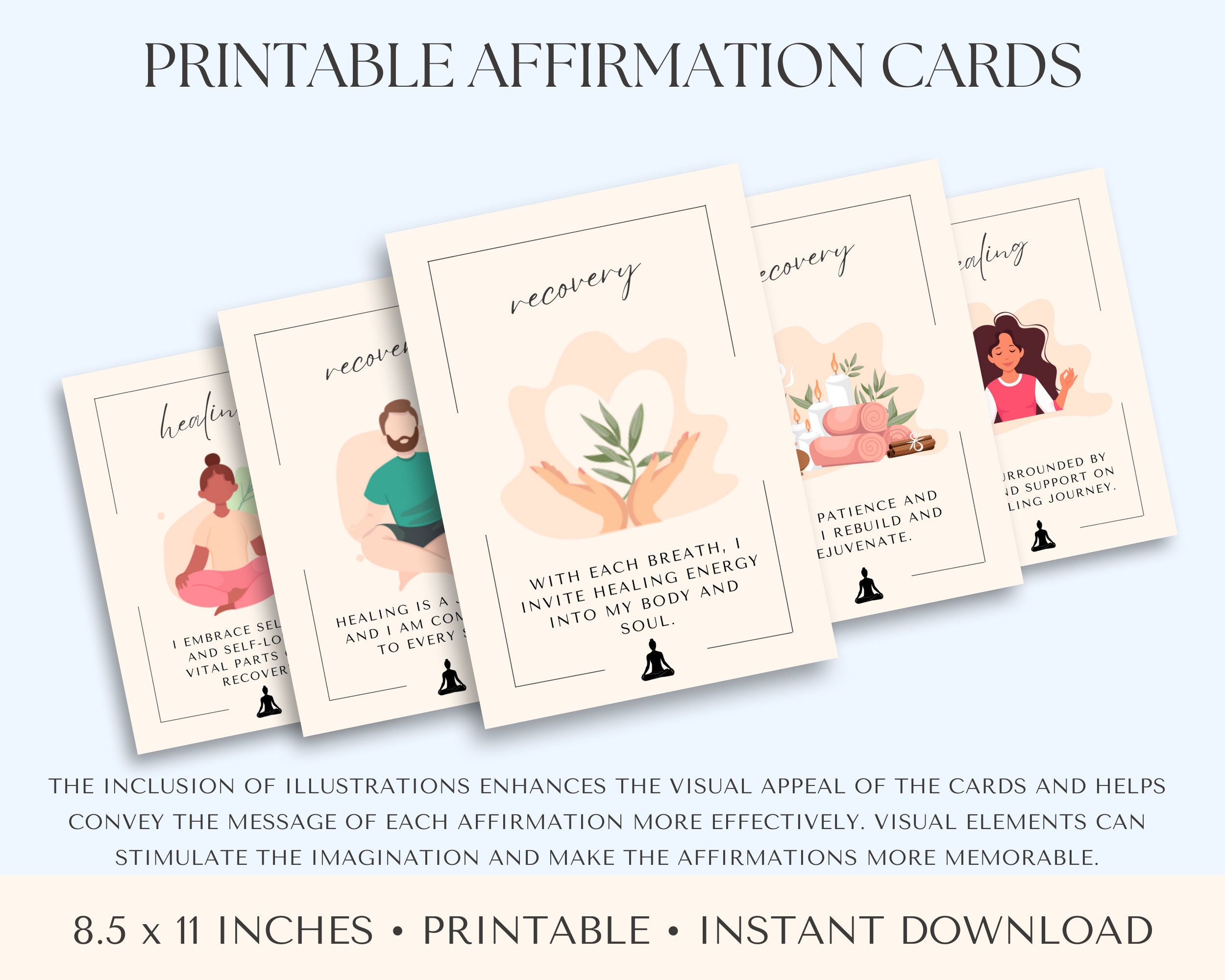 Healing Recovery Affirmation Cards, Printable Affirmation Card Deck ...