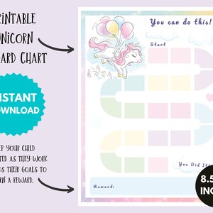 Unicorn Reward Chart for Girl, Rainbow Behavior Chart, Daily Chore ...