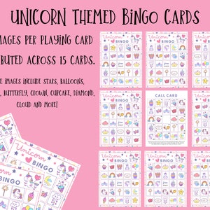 Unicorn Bingo Cards, Printable Unicorn Birthday Game, Magical Party ...