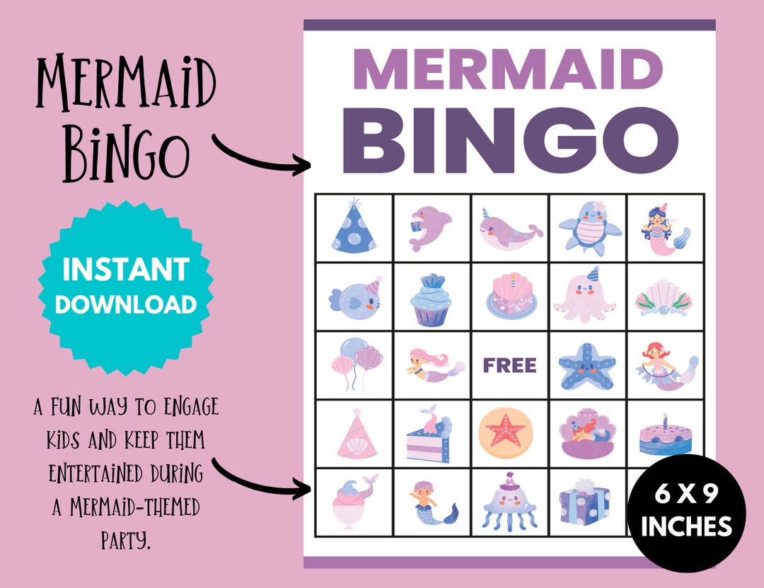 Mermaid Bingo Cards, Printable Under the Sea Party Game, Fun Ocean ...
