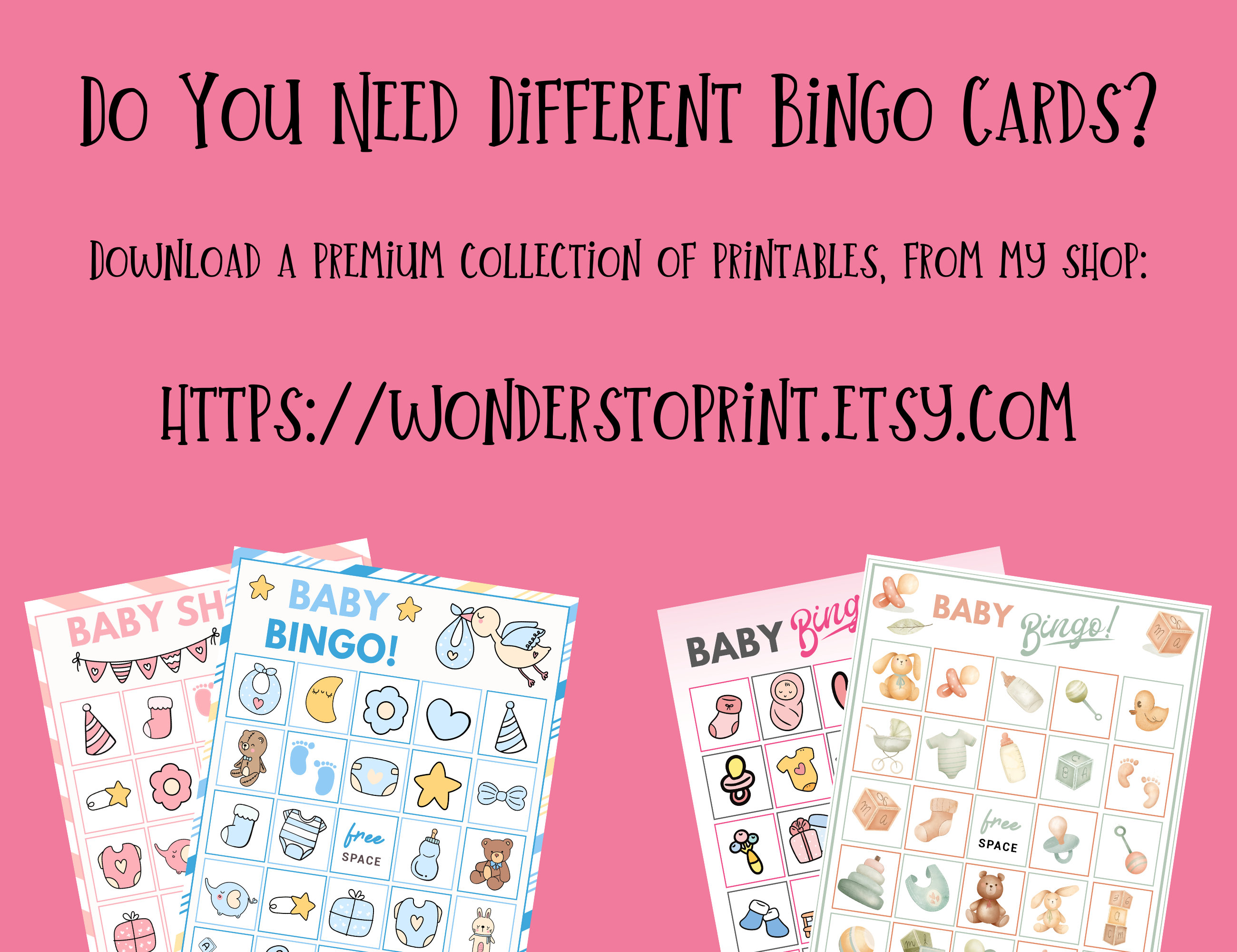 Baby Shower Bingo Printable, Baby Girl Bingo Printable, Baby Shower ...