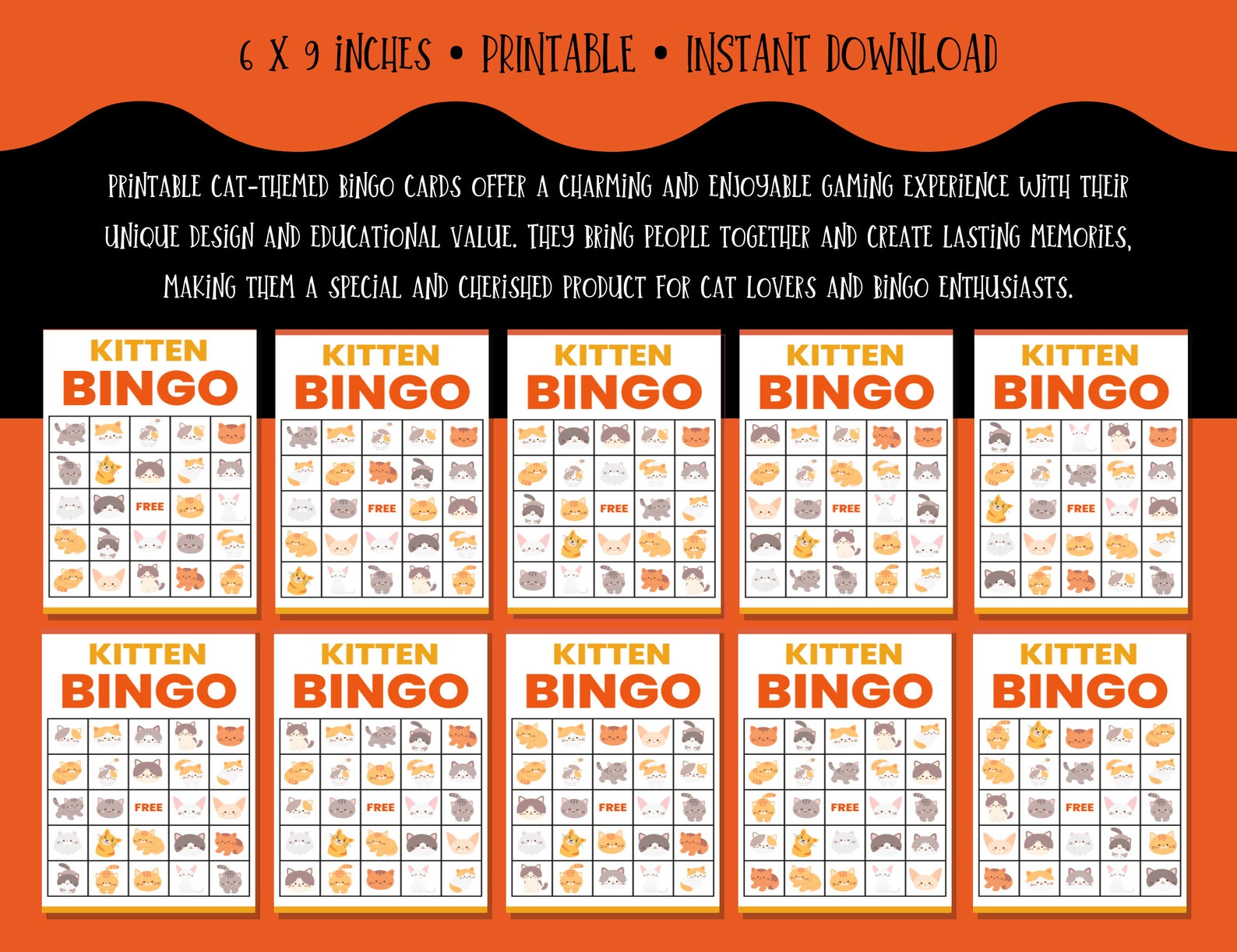 Kitten Bingo Cards, Purrfectly Fun Kitty Cat Activities Gift, Birthday ...