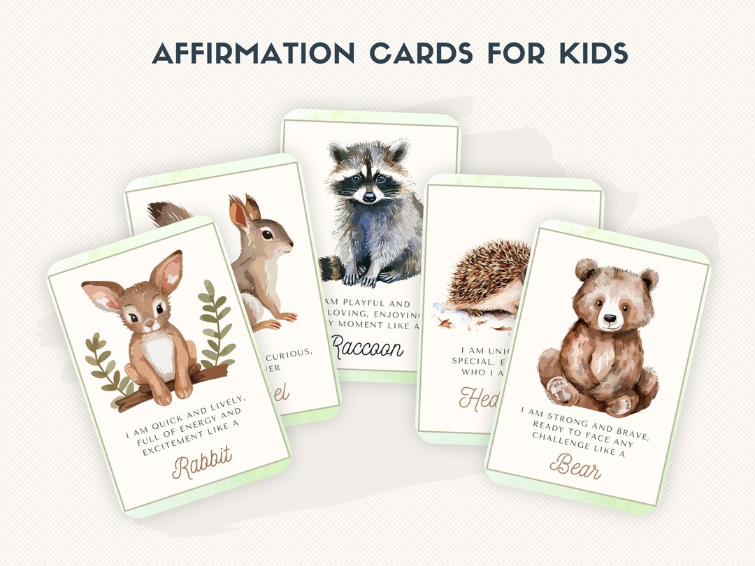 Woodland Animals Affirmation Cards Positive Affirmation Cards for Kids ...