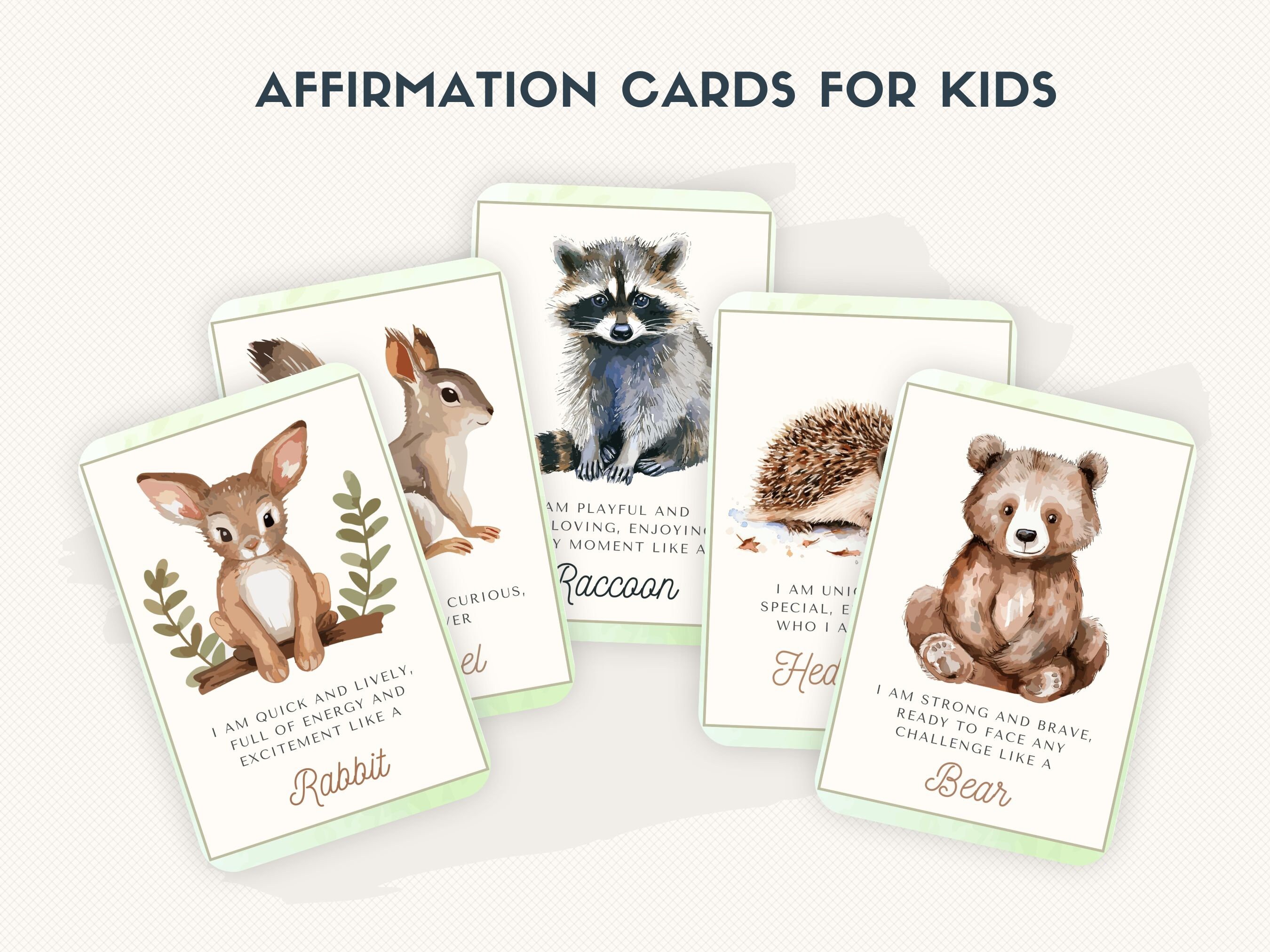 Woodland Animals Affirmation Cards Positive Affirmation Cards for Kids ...