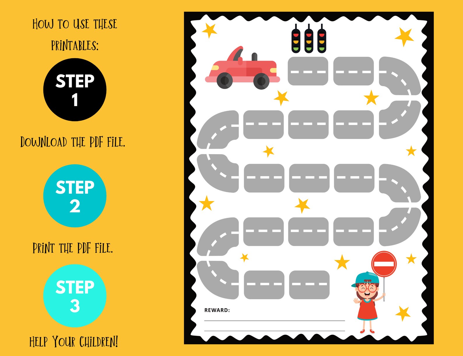 Car Reward Chart for Kids, Behavior Chart Printable, Daily Chore Chart ...