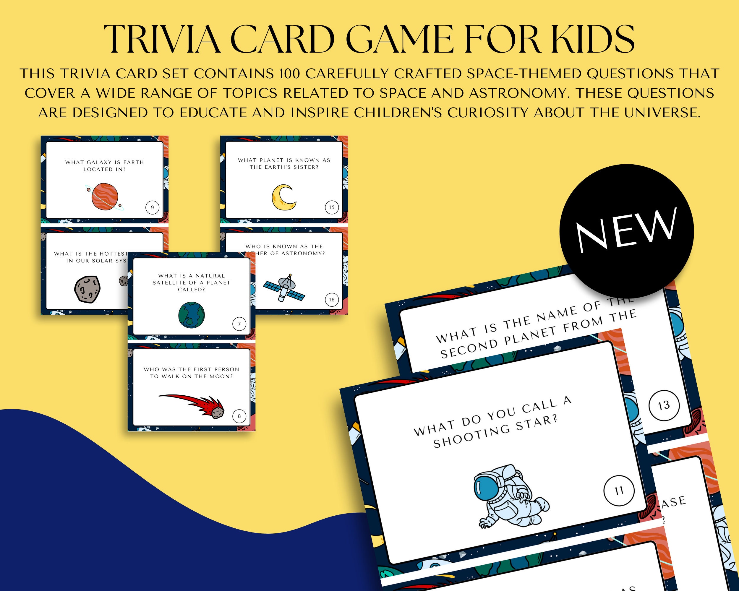 Space Trivia Cards Set, Trivia Game Printable, Trivia Night, Question ...