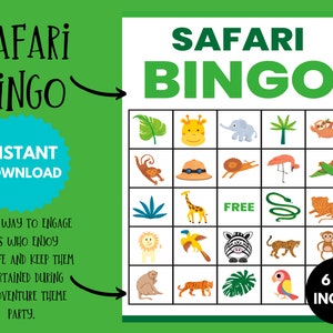 Safari Bingo Cards, Printable Educational Jungle Party Game, Fun ...