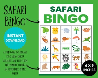 30 Safari Bingo Cards Printable Game for Kids - Etsy