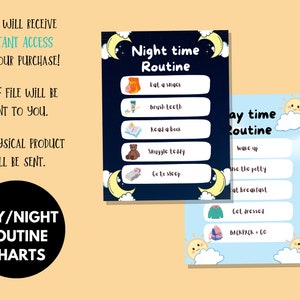 Routine Chart for Kids, Printable Morning & Evening Responsibility ...