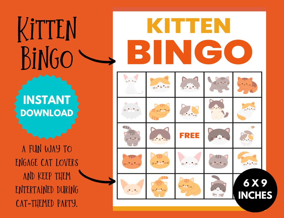 Kitten Bingo Cards, Purrfectly Fun Kitty Cat Activities Gift, Birthday ...