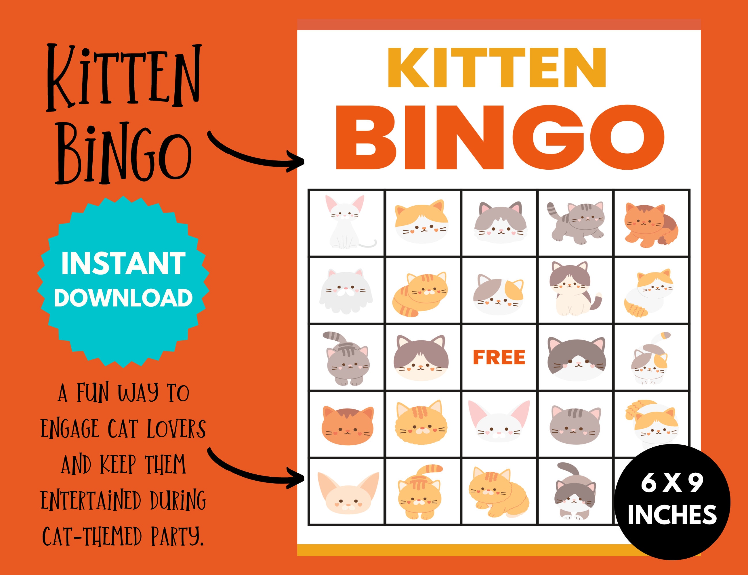 Kitten Bingo Cards, Purrfectly Fun Kitty Cat Activities Gift, Birthday ...