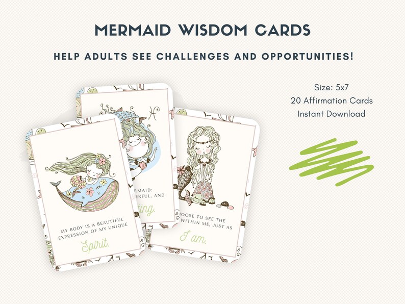 Mermaid Positive Affirmation Cards | Motivational Cards for Teen Girls ...