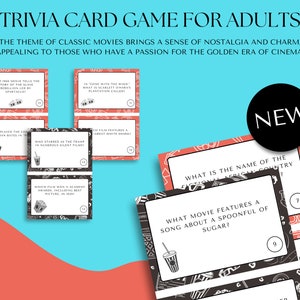 Classic Movies Trivia Cards Set, Trivia Game Printable, Trivia Night ...