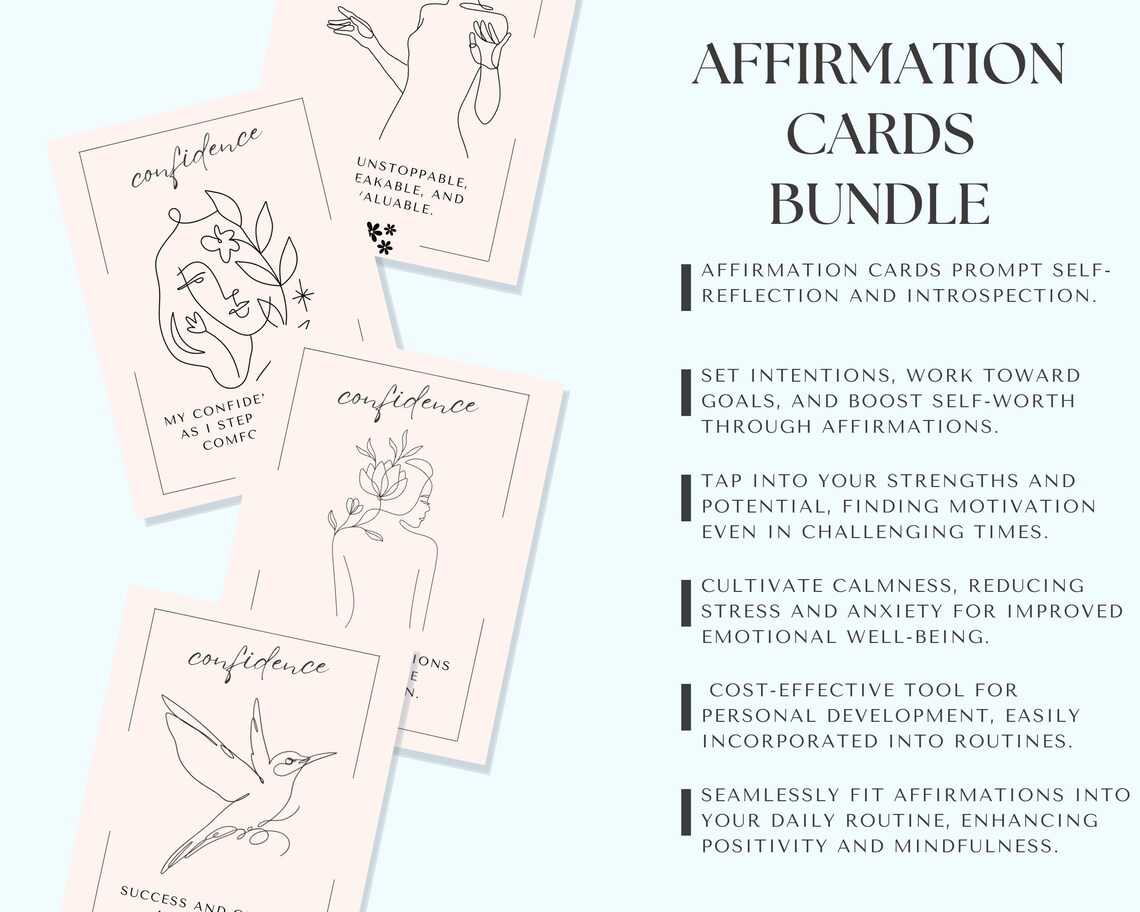 Confidence Boosting Affirmation Cards, Printable Affirmation Card Deck ...