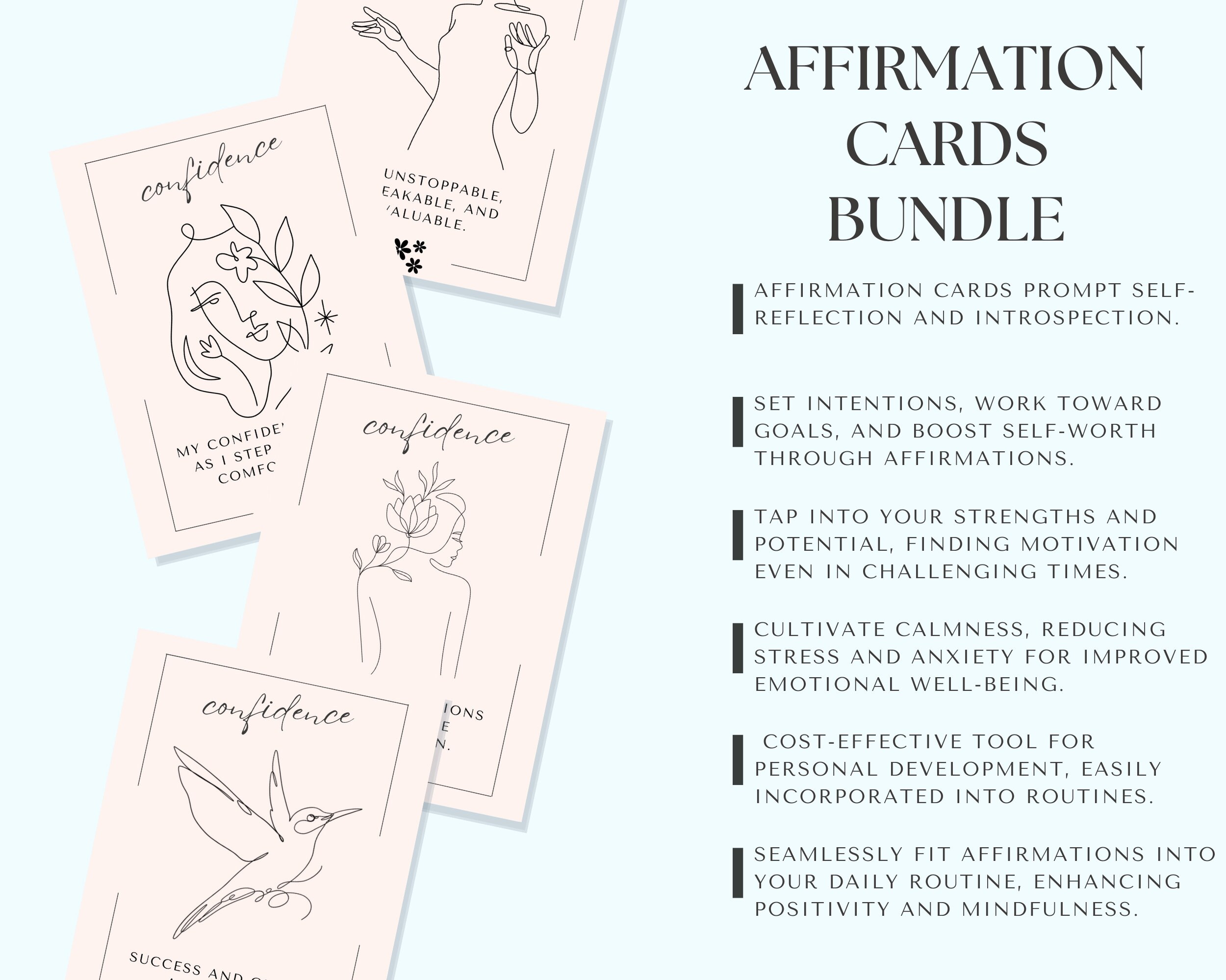 Confidence Boosting Affirmation Cards, Printable Affirmation Card Deck ...