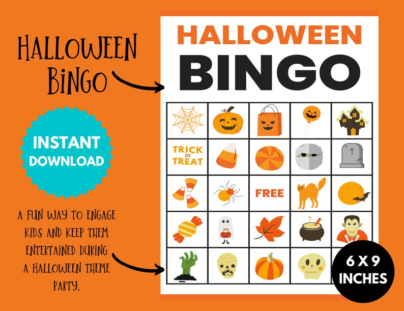 Halloween Bingo Cards, Printable Holiday Classroom Party Game, Spooky ...