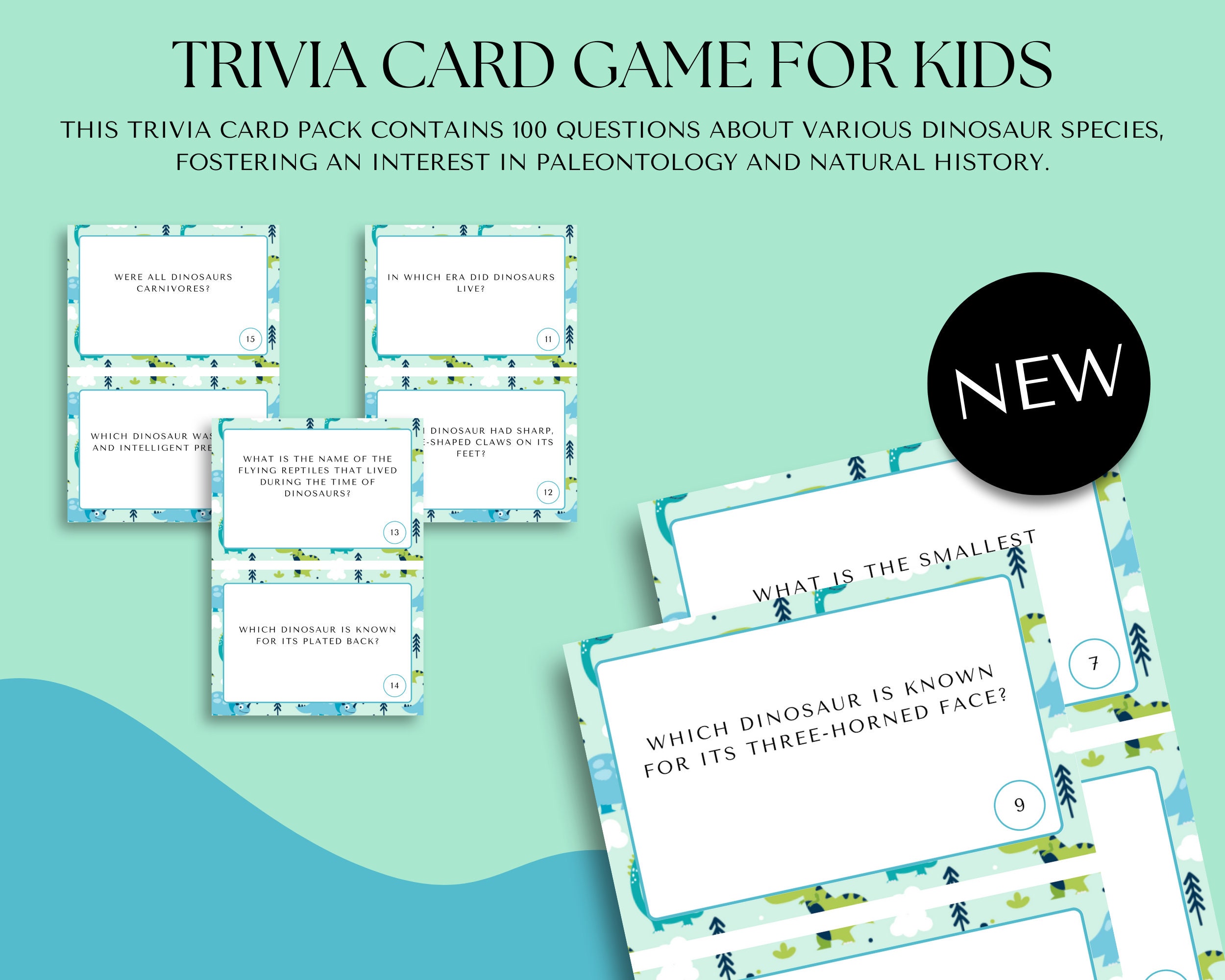 Dinosaur Trivia Card Set, Trivia Game Printable, Trivia Night, Question ...