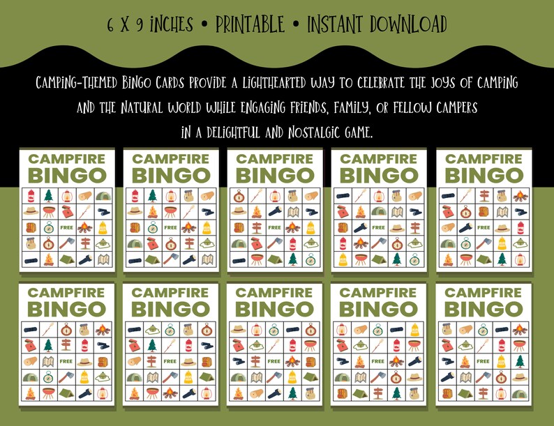 Camping Bingo Cards, Printable Outdoor Kids Adventure & Bonding Game ...