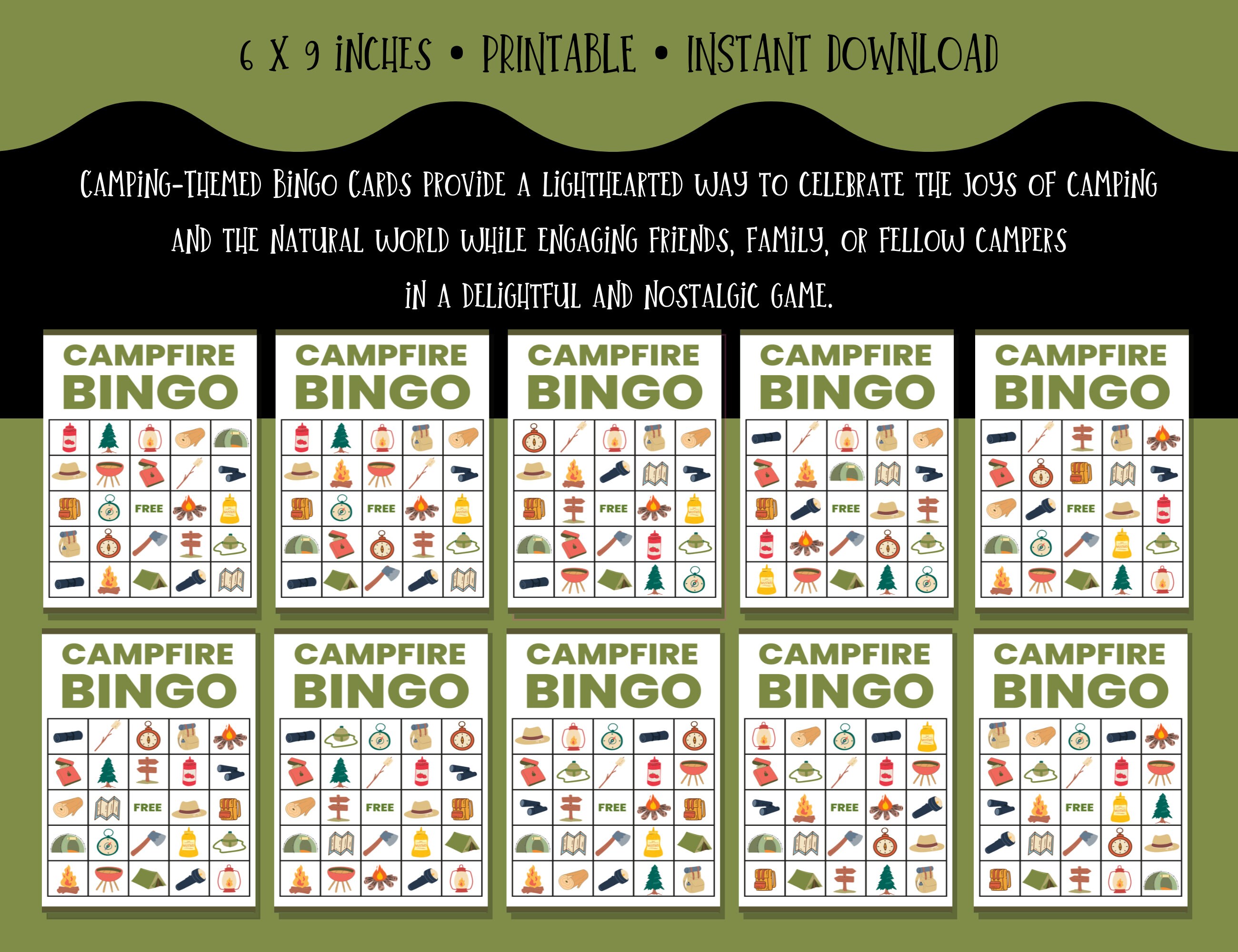 Camping Bingo Cards, Printable Outdoor Kids Adventure & Bonding Game ...