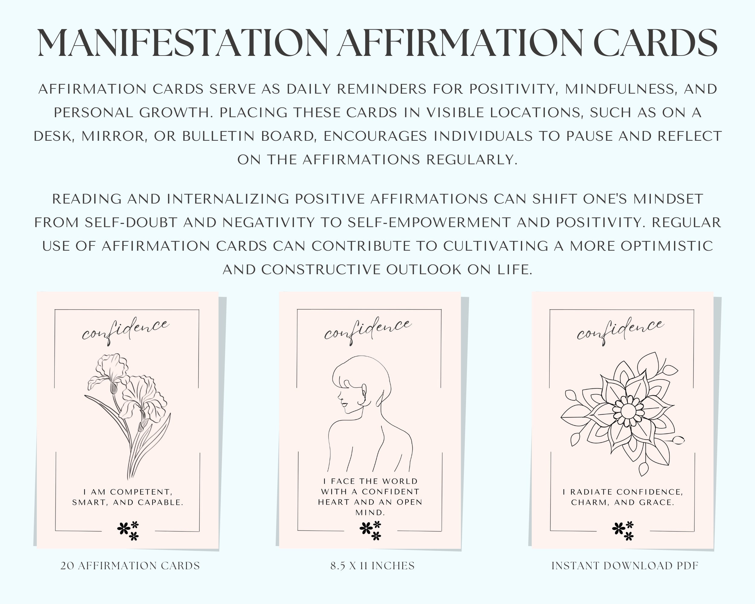 Confidence Boosting Affirmation Cards, Printable Affirmation Card Deck ...