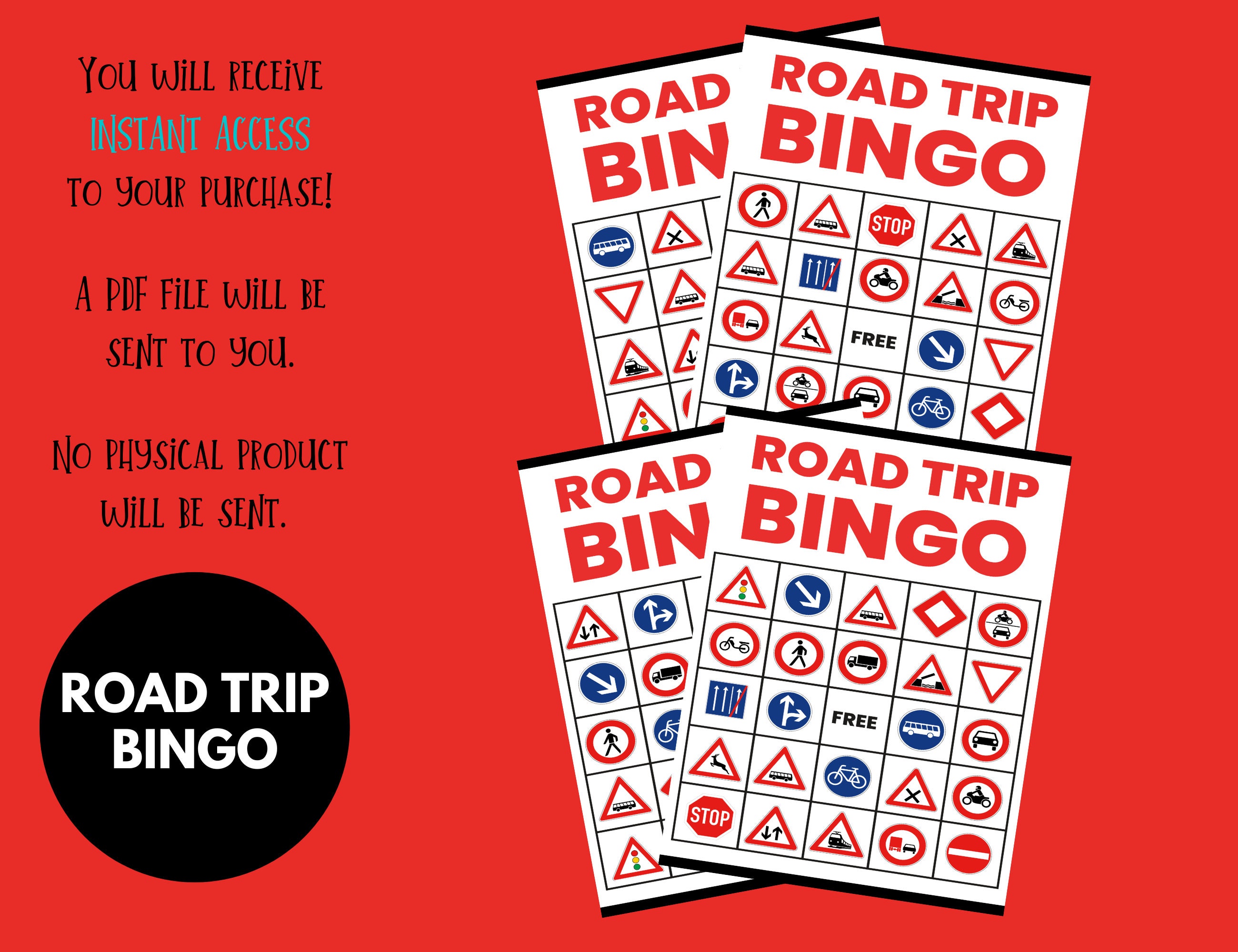 Road Trip Bingo Cards, Printable Travel Party Game, Fun Engaging ...
