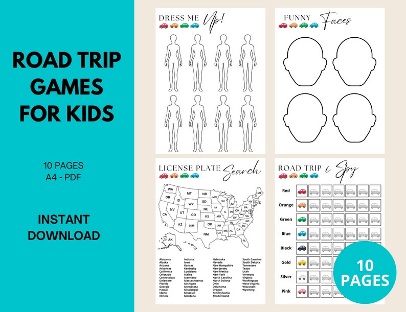 Road Trip Printable Games | Games and Activities | Road Trip Planner ...