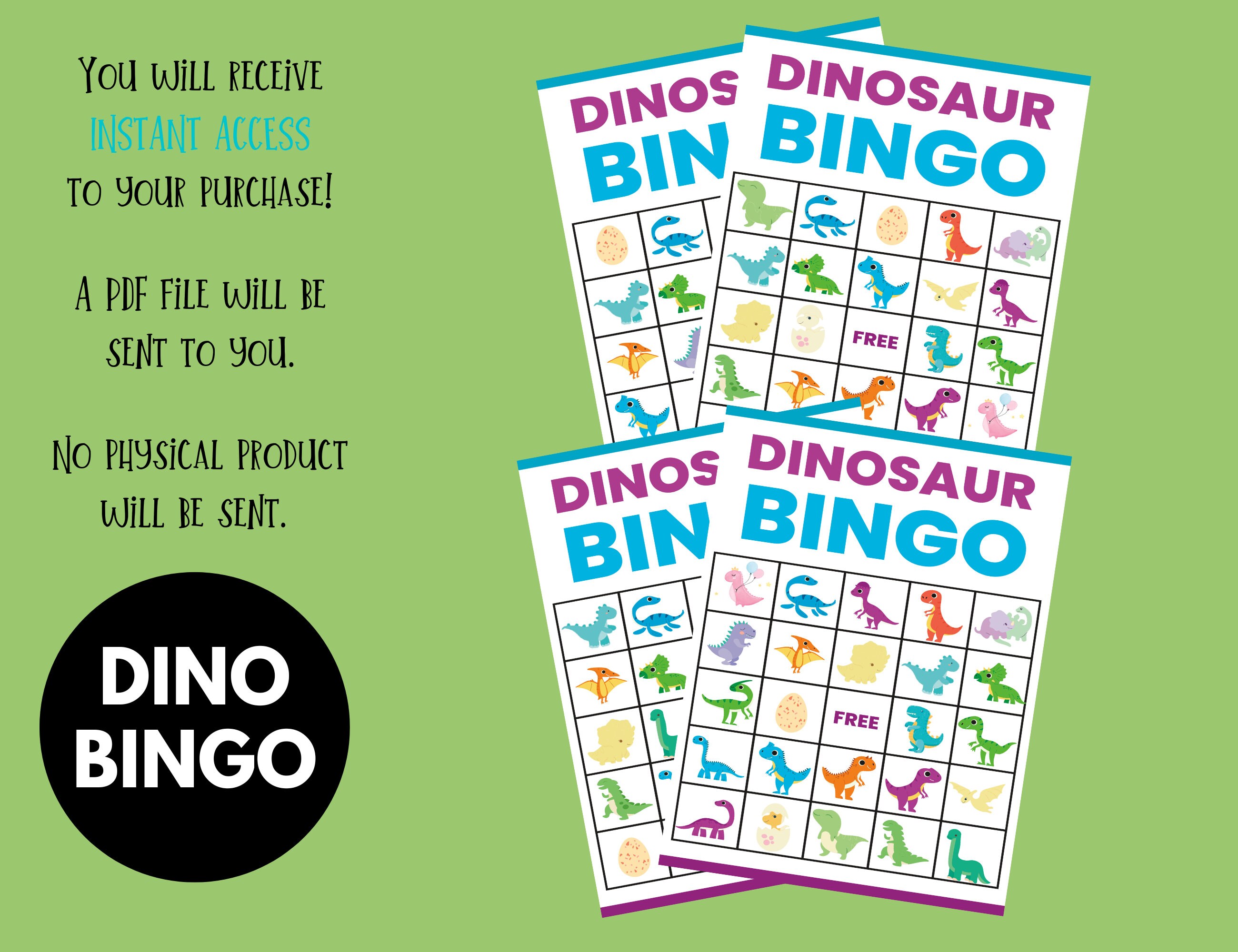 Dinosaur Bingo Cards, Printable Prehistoric Party Game, Fun Dino-themed ...