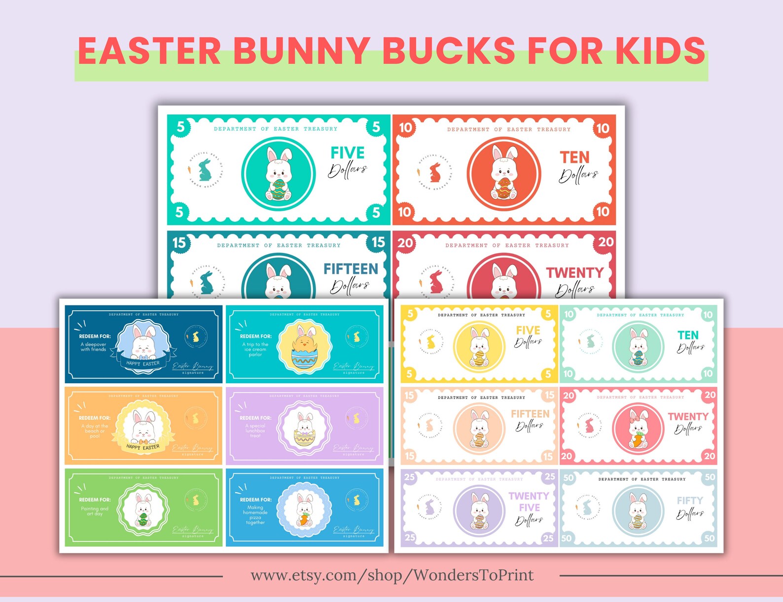 Bunny Bucks Templates | Printable Easter Bunny Bucks | Bunny Dollar ...