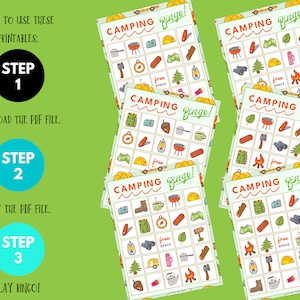 Camping Bingo Cards, Printable Outdoor Kids Adventure & Bonding Game ...