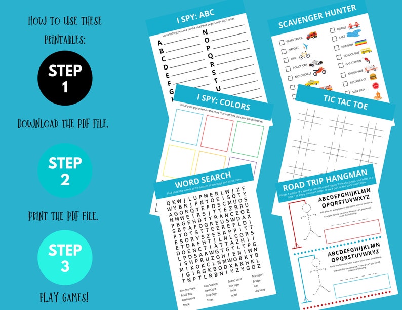Road Trip Activities for Kids, Printable Car Journey Activity Pack ...