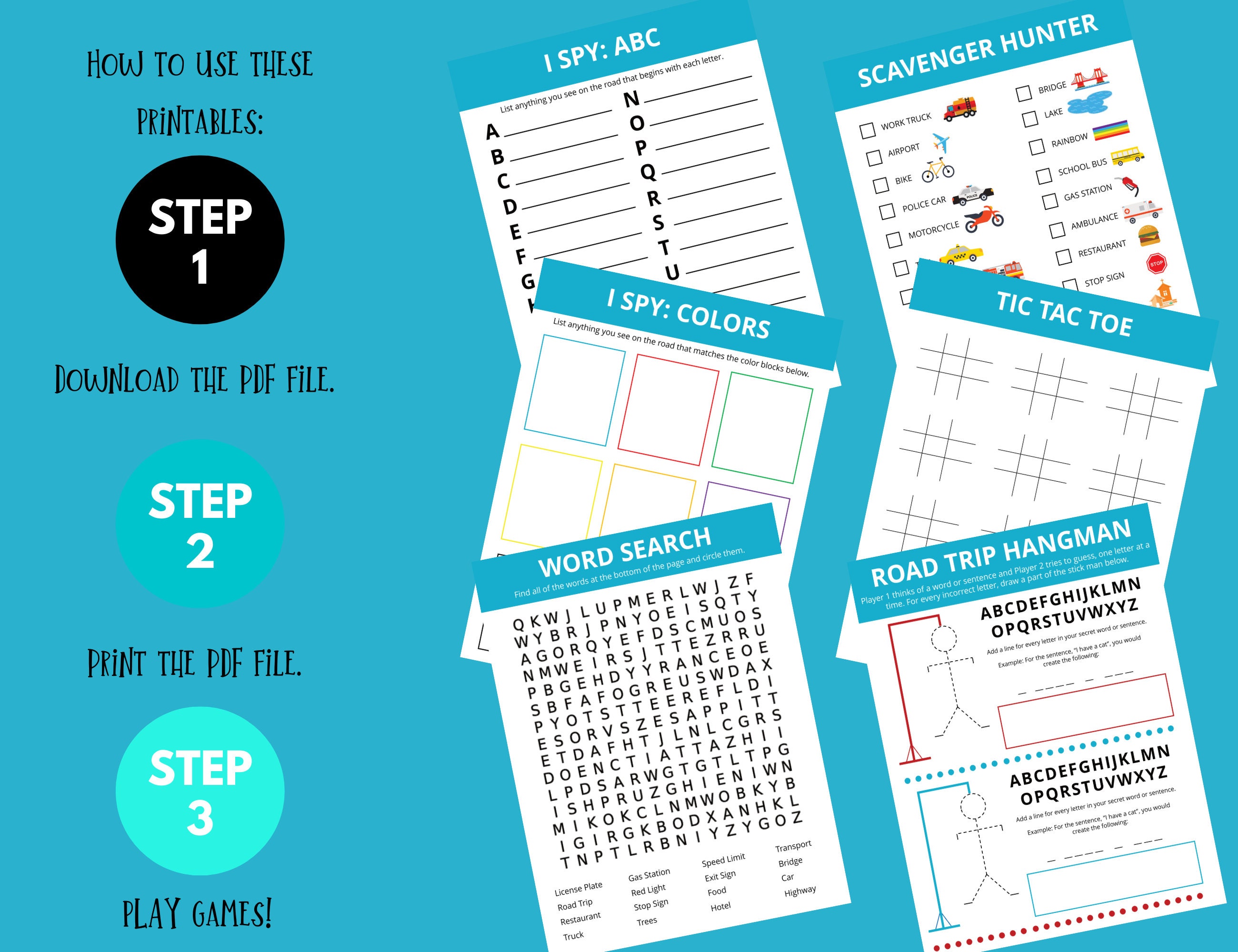 Road Trip Activities for Kids, Printable Car Journey Activity Pack ...