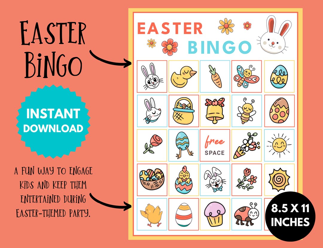 Easter Bingo Cards Set, Printable Holiday Party Game, Fun Festive ...
