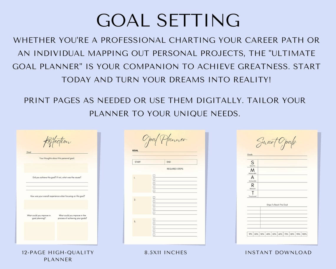 Goal Planner BUNDLE 2023 Goal Tracker Journal Printable - Etsy