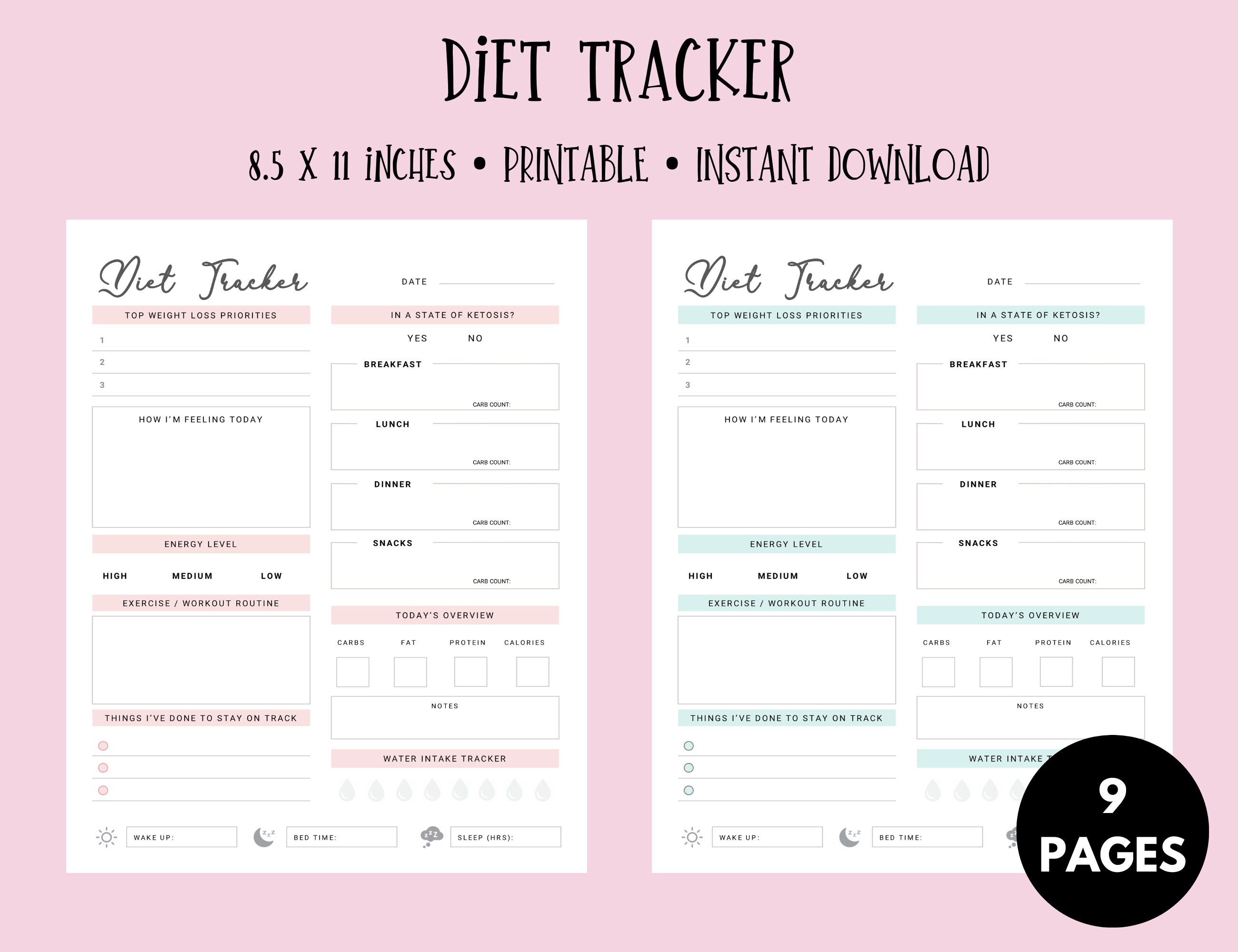 Printable Diet Tracker Printable Diet Tracker Template Food - Etsy Portugal