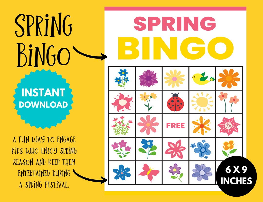 Spring Bingo Cards, Printable Springtime Easter Party Game, Fun ...