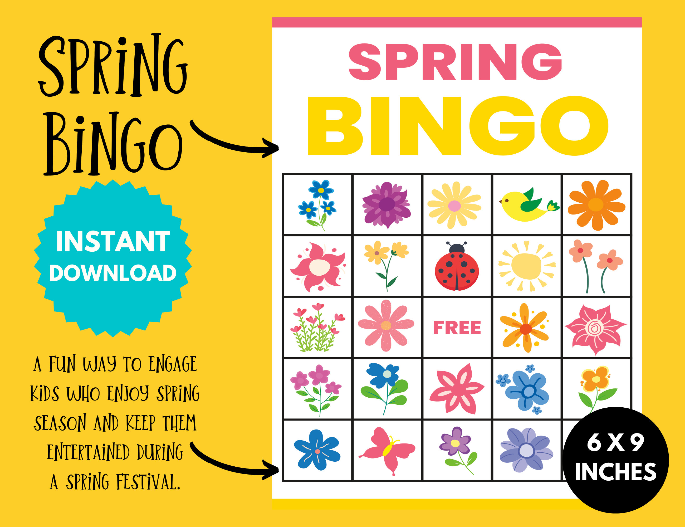 Spring Bingo Cards, Printable Springtime Easter Party Game, Fun ...