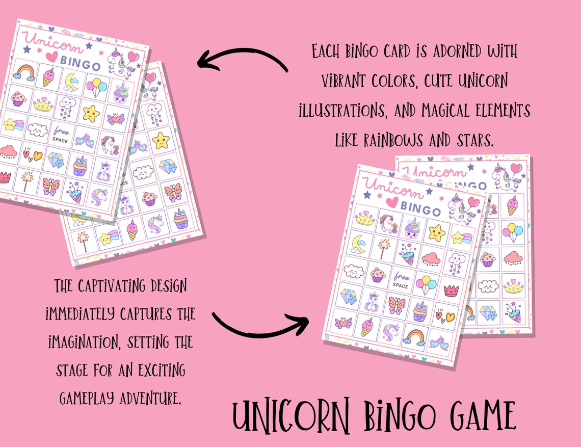Unicorn Bingo Cards, Printable Unicorn Birthday Game, Magical Party ...