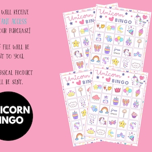 Unicorn Bingo Cards, Printable Unicorn Birthday Game, Magical Party ...