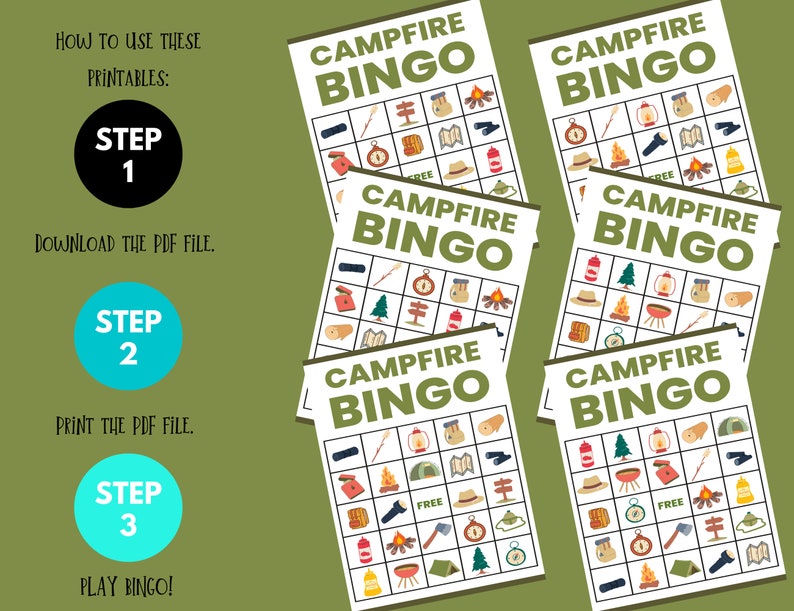Camping Bingo Cards, Printable Outdoor Kids Adventure & Bonding Game ...