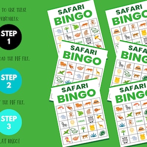 Safari Bingo Cards, Printable Educational Jungle Party Game, Fun ...