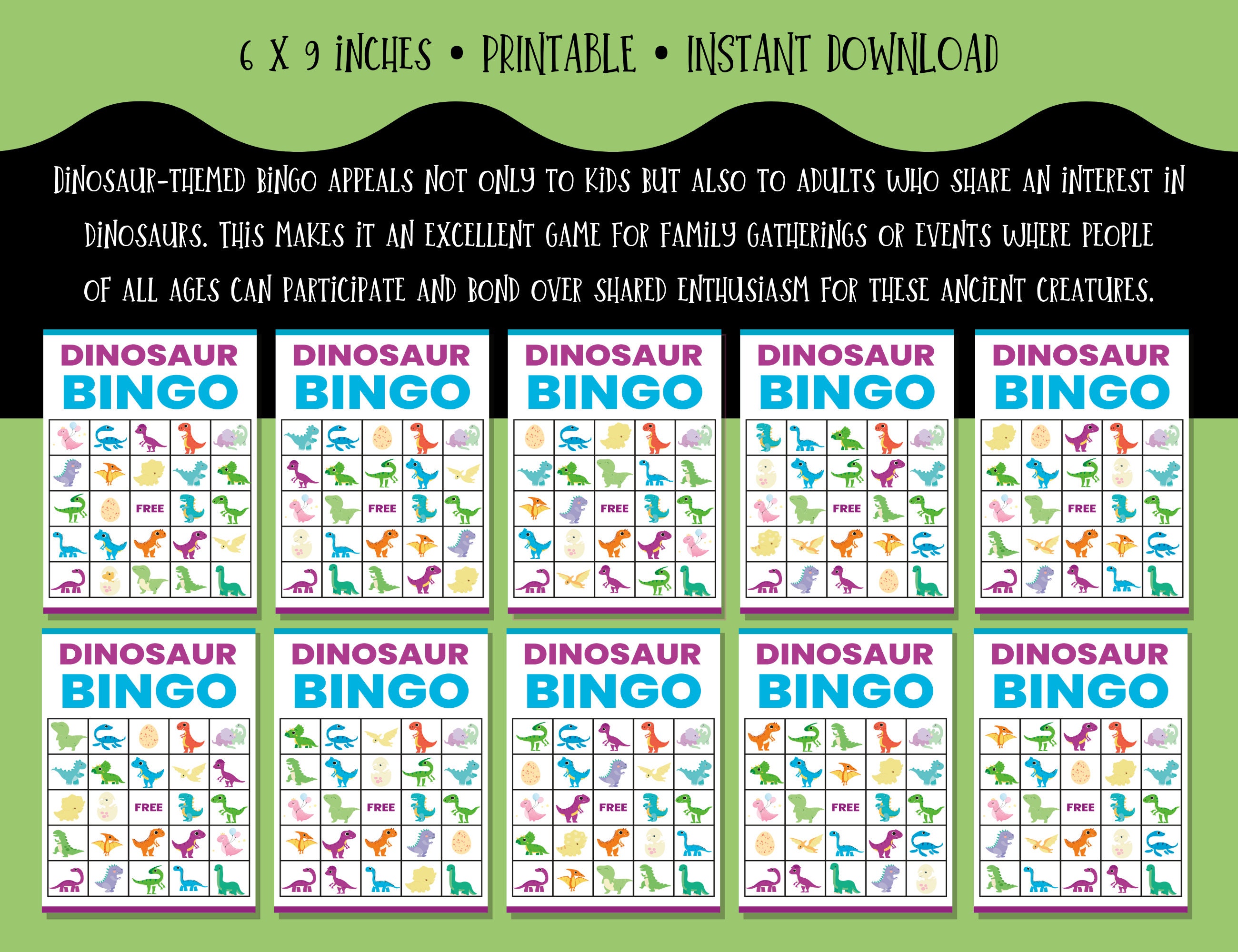 Dinosaur Bingo Cards, Printable Prehistoric Party Game, Fun Dino-themed ...