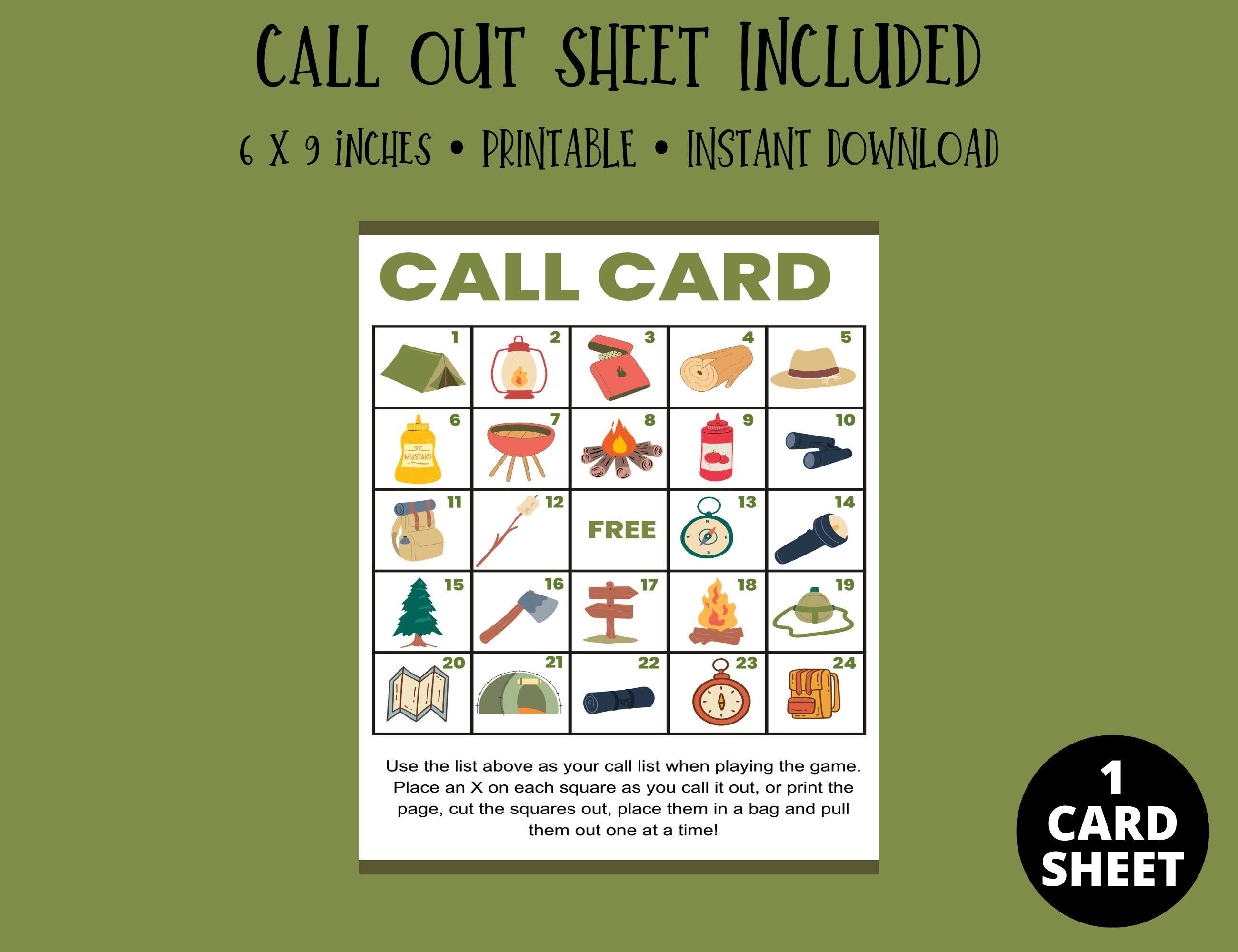 Camping Bingo Cards, Printable Outdoor Kids Adventure & Bonding Game ...