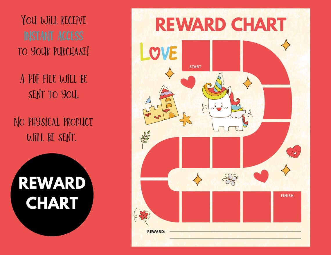 Unicorn Reward Chart for Kids, Behavior Chart Printable, Daily Chore ...
