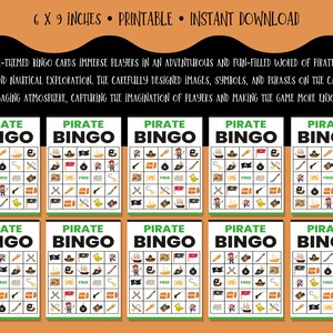 Pirate Bingo Cards, Printable Educational Treasure Hunt Party Game, Fun ...