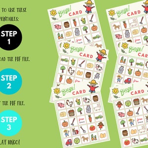 Farm Bingo Cards, Printable Barnyard Entertaining Game for All Ages ...