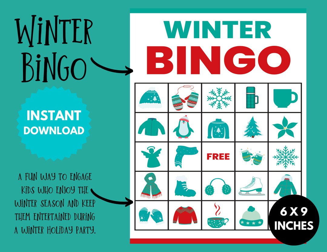 Winter Bingo Cards, Printable Christmas Holiday Party Game, Fun Xmas ...