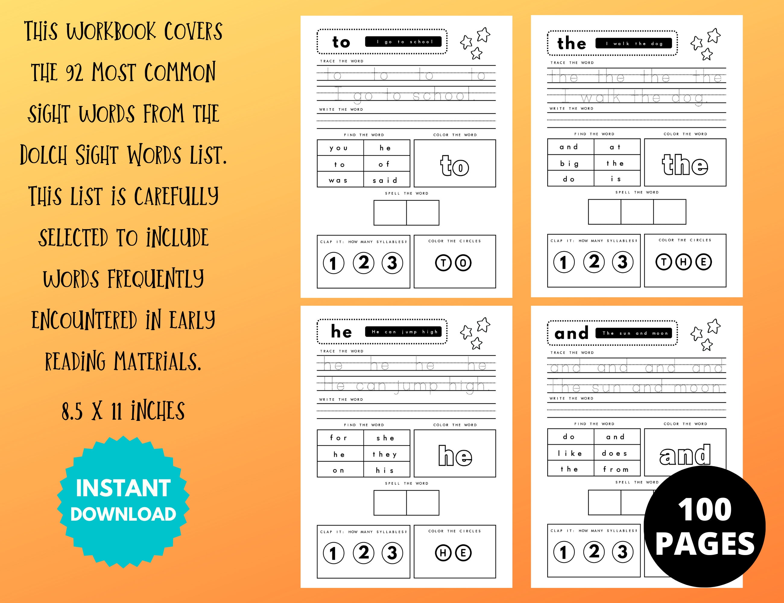 Printable Dolch Sight Word Worksheets for Pre-k & Kindergarten ...