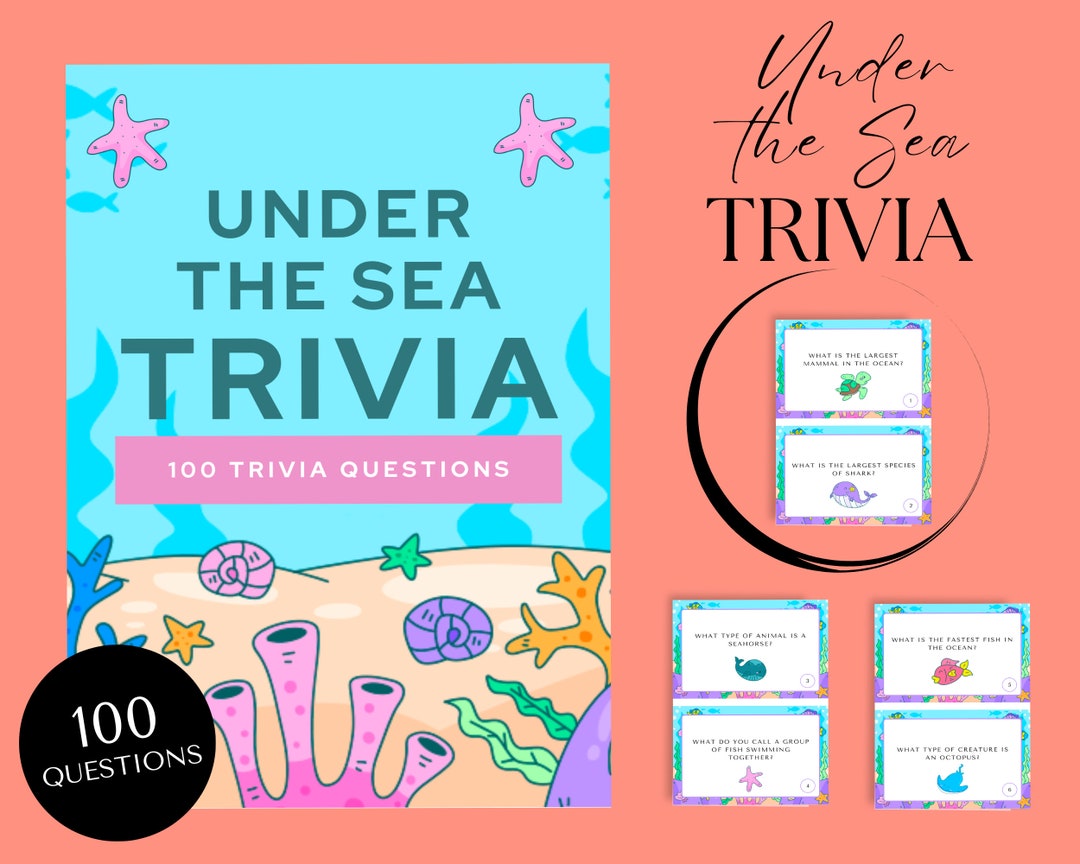 Under the Sea Trivia Cards Set, Trivia Game Printable, Trivia Night ...